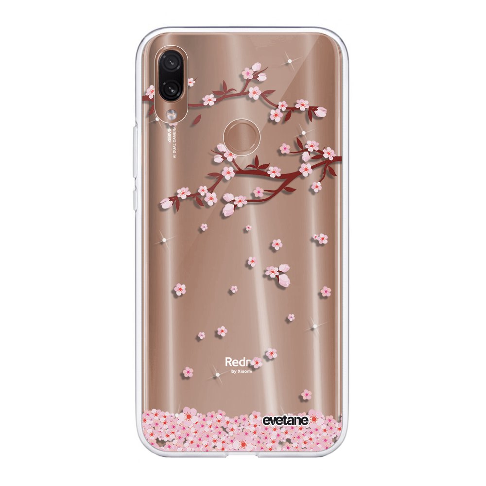 Sur Coque Pour Xiaomi Redmi Note Souple Transparente Chute De Fleurs Motif Ecriture