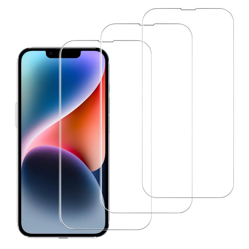 Lot de 3 Vitres pour iPhone 14 en Verre trempé transparente Protection ...