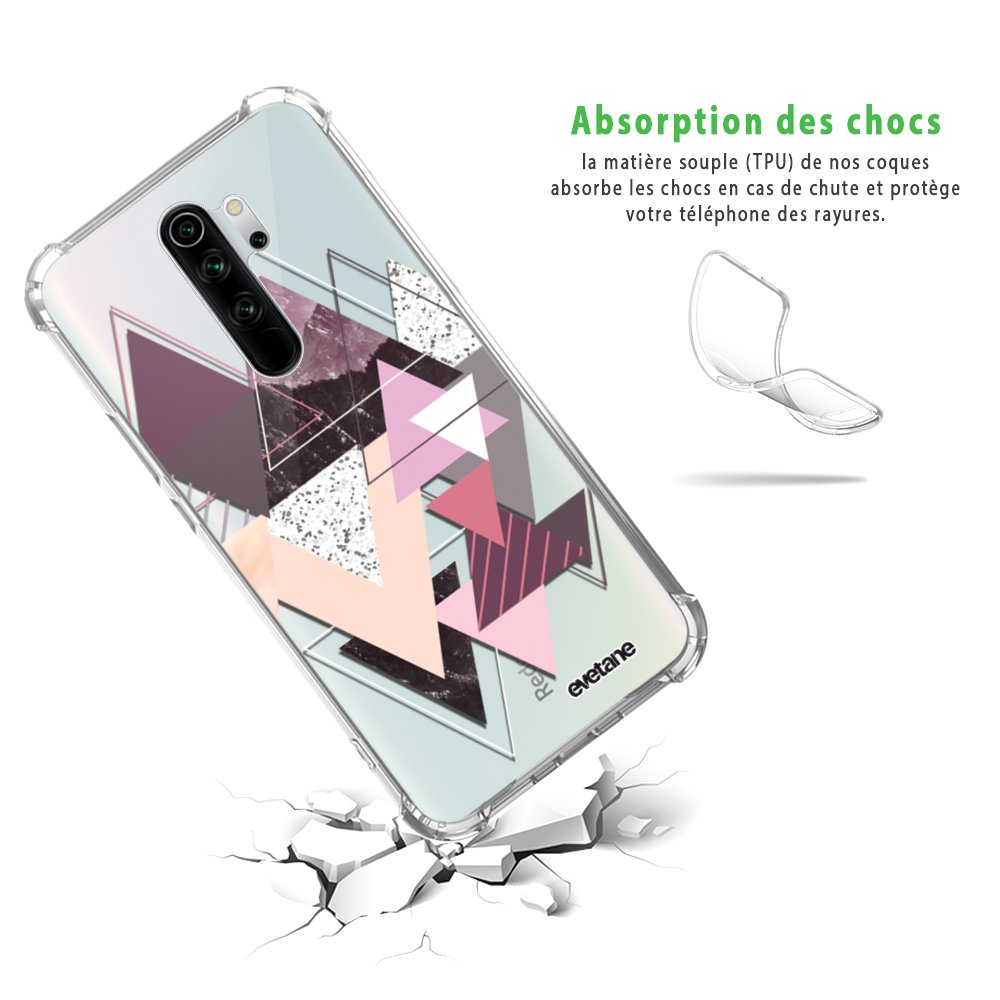 -7€ sur Coque souple renforcée pour Xiaomi Redmi Note 8 Pro - Triangles ...