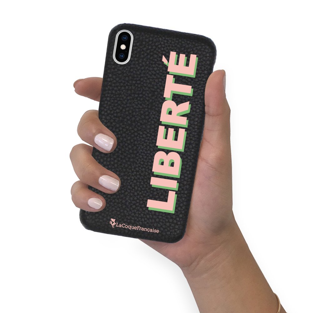 -17% sur Coque pour iPhone Xs Max effet cuir grainé noir Liberté rose ...